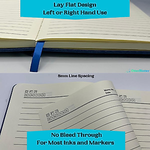 OtterBlotter Hardcover Lined Journal Notebook, Medium A5 5.7” x 8.4”, Work Note Book with Index Stickers, 100gsm Thick Paper, Pen Loop, Vegan Leather Journal for Men, Women, Notebooks for Work