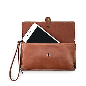 The Sak Sequoia Leather Smartphone Flap Crossbody, Chestnut Floral Etch