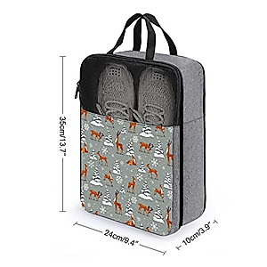 Frcavbin Sika Deer Snowflake Christmas Travel Shoe Bag Shoes Carrier with Handle and Zipper Foldable Shoe Puches Organizer for Home storage School starts