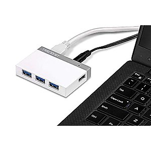 TRENDnet 4-Port USB 3.0 Ultra-Mini Hub, 1M (3ft. USB 3.0 Cable), Up to 5Gbps, Power Adapter Included, Plug &Play, Backwards Compatibility with USB 2.0/USB 1.1, TU3-H4