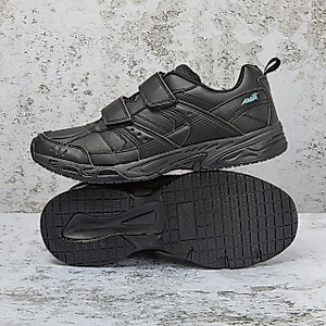 Avia Avi-Union II Strap Non Slip Shoes for Men, Hook and Loop Mens Walking Shoes with Memory Foam - Black, 11 Wide