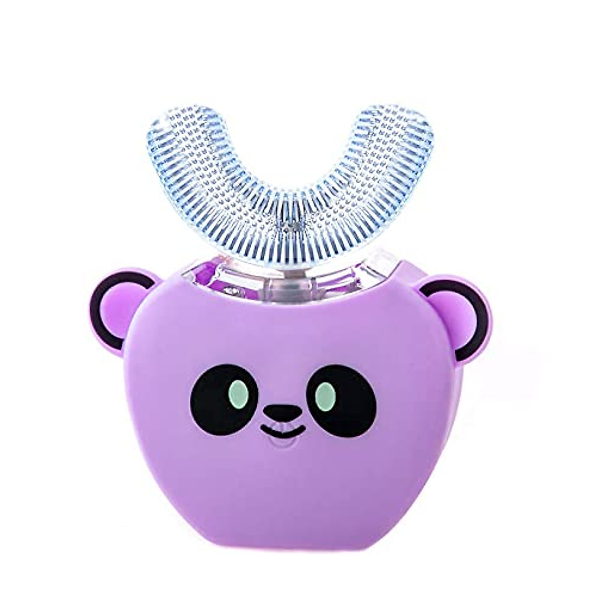 Smiletech Kids U Shaped Automatic Toothbrush Cartoon Panda LED Blue Light and Nice Music IPX7 Waterproof (Purple(2-7age))