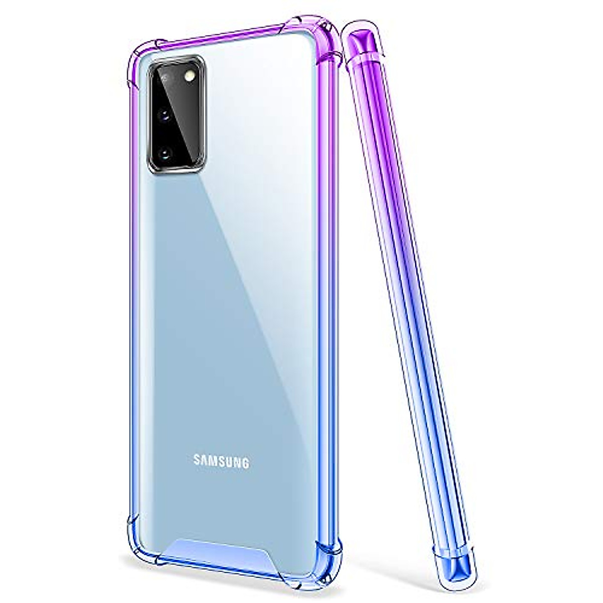 SALAWAT Galaxy S20 Case, Clear Galaxy S20 Case Cute Gradient Slim Phone Case Cover Reinforced TPU Bumper Shockproof Protective Case for Samsung Galaxy S20 6.2 Inch 2020 (Purple Blue)