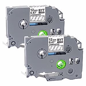 Compatible for Brother TZ-135 Label Tape Ptouch Tape White on Clear 12mm 0.47 Inch Laminated TZ Tape for Brother P-Touch Label Maker Tape TZ135 for PT-D210 PT-H100 PTD400AD PT-P700 PTD600 2-Pack