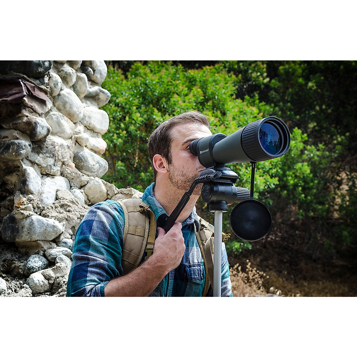 BARSKA Benchmark 25-125x88 Waterproof Straight Spotting Scope, Green/ Black