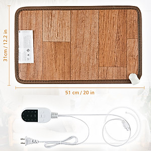 Everkeen Heated Floor Mat Under Desk, Foot Warmer-Timed Temperature Control Graphene Electric Heating Film Heating Pad for Home,Office (Wood Stripe)