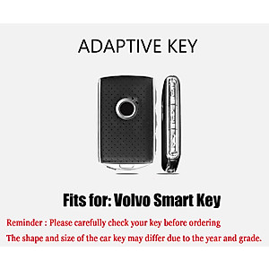HIBEYO 2022 Leather Key Fob Case Protection for Volvo XC40 XC60 XC90 S90 V90 Smart Key Case Cover with Keychains Accessories Simple Light Luxury Key Fob Case-White