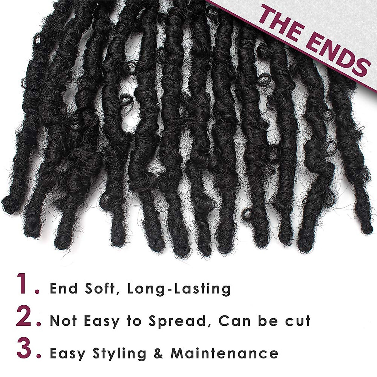 Niseyo 6 Packs Butterfly Locs Crochet Hair 12 Inch Pre Looped Natural Black Distressed Locs Crochet Braids (1B)