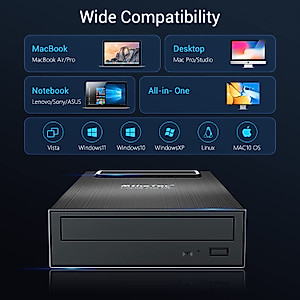 MthsTec 4 in 1 External Bluray Drive, 16X USB 3.0 and Type-C Powerful Desktop External Bluray Drive Burner DVD Burner Optical Drive Charger HDD Enclosure USB HUB for Mac/PC