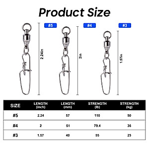 Lilistar 20pcs Fishing Snap Swivels High Speed Ball Bearing Swivels Saltwater Stainless Fishing Swivels Duo Lock Flexible Rotation Snap Swivels Fishing Tackle