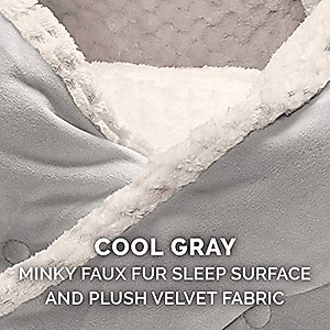 Furhaven 18" Round Teacup (Small) Dog Bed Minky Plush & Velvet Calming Hug Nest, Washable - Silver Gray, 18-inch