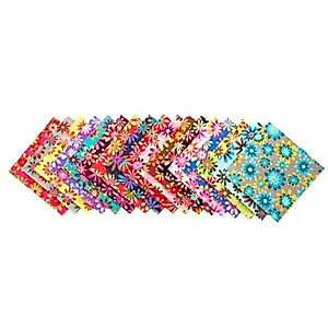 102 Piece Crazy Daisy pre Cut Charm Pack 5" Squares 100% Cotton Fabric Quilt - by Diu Dang