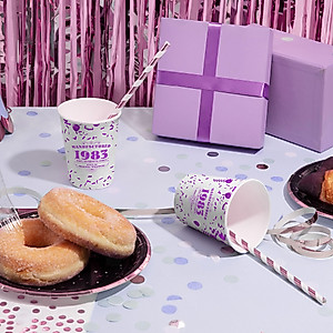 Bang Tidy Clothing 40th Birthday Paper Cups Pack of 12-12 Oz Party Cups - Disposable - Manufactured 1983 - Pink