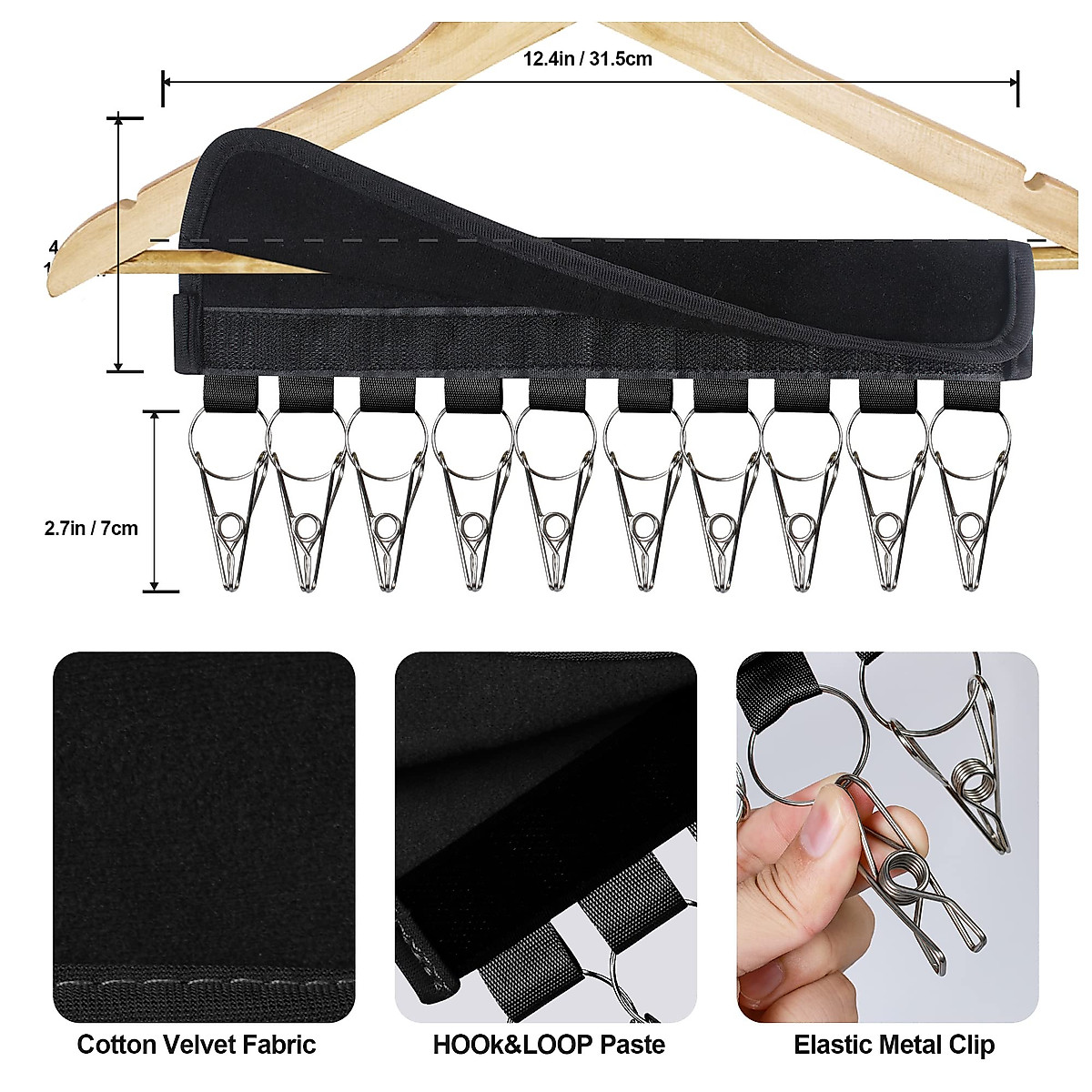 Hat Rack for Baseball Caps Hat Organizer Holder for Hanger & Room Closet Display, 2Pack 10 Hat Storage Clips for Hang Ball Caps Winter Beanie & Accessories, for Men, Boy Women Gift (2PC Black)