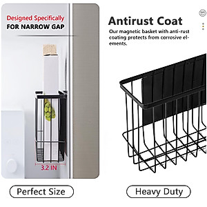 Magnetic Refrigerator Organizer Magnetic Basket Kitchen Organizer Metal Ziplock Bag Storage Organizer (White)