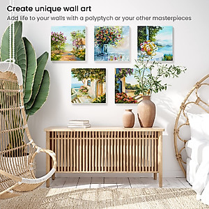 ARTEZA Stretched Canvas, 10 x 10 Inches, Pack of 8, Blank White Square Canvas for Painting for Acrylic, Oil and Gouache Paints