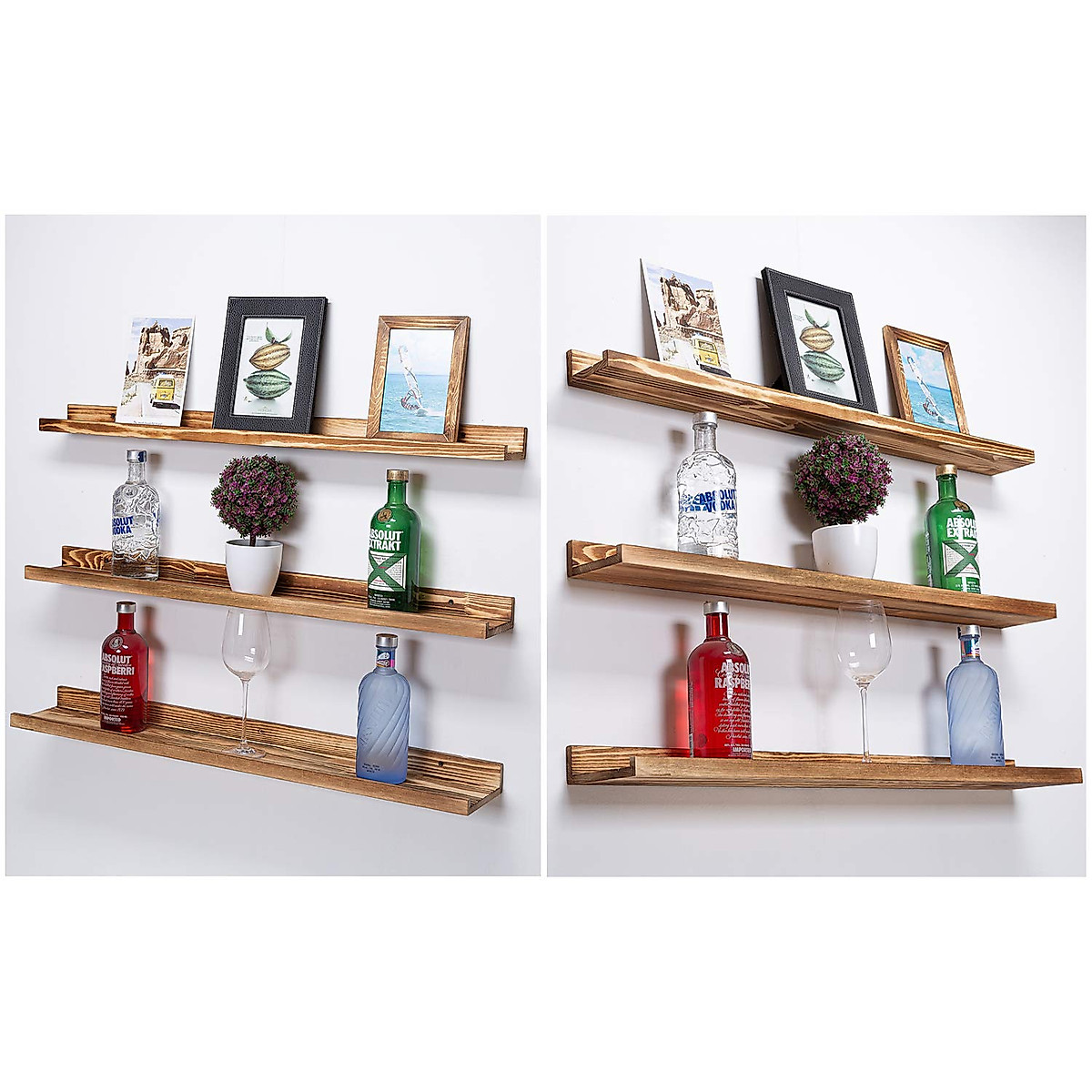 AZSKY Large Floating Shelves 36 Inch Wood Wall Mounted Set of 3 Floating Bookshelf Long Wooden Picture Ledge Shelf for Home Decoration