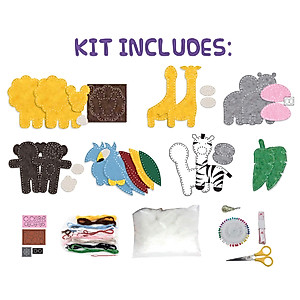 Peachy Keen Crafts Kids Sewing Kit, Learn to Sew Kit for Kids Ages 8-12, Beginner Felt Sewing Kit for Kids, Make 6 Fun Felt Craft Stuffed Animals and A Pin Cushion, Teach Basic Sewing Stitches