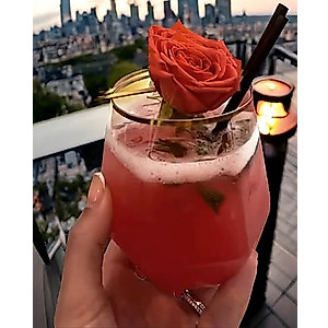 Oojami 40 count Diamond Unbreakable Stemless Plastic Wine Champagne Whiskey Glasses Durable Disposable Indoor Outdoor Ideal for Home Bars, Wedding 12 Ounce Cups (Gold Rim - Gold Glitter)