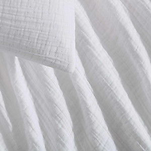 Calvin Klein - King Duvet Cover Set, Soft Cotton Jacquard Bedding, Crinkle Textured Home Decor (Washed Texture White, King)