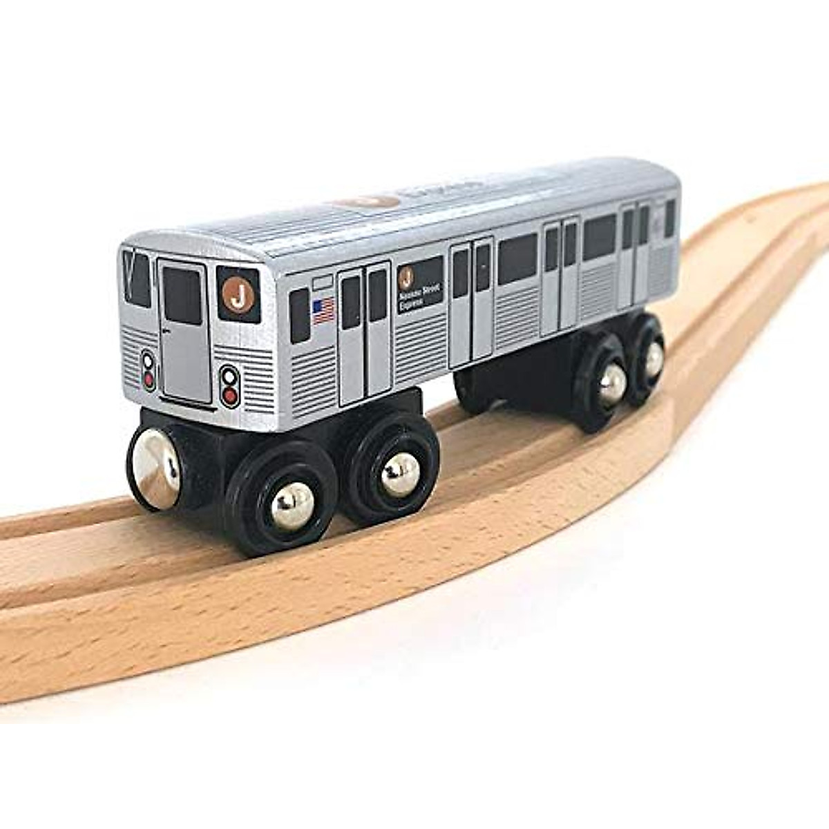 Munipals MP01-110J NYC Subway J-Train Nassau Street Express Wooden Railway Compatible R179