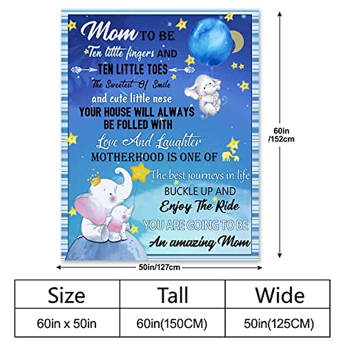 New Mom Throw Blanket, Soft Elephant Flannel Blankets for New Pregnancy Gifts, Postpartum Gifts for Mom, Best Gift for New Mommy After Birth, First Time Mom Gift, Best, 50x60 Inches