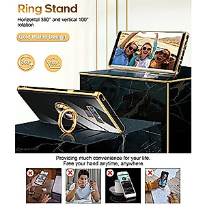 LeYi for Samsung Galaxy Note 9 Phone Case with Ring Kickstand [360° Rotatable Ring Holder Magnetic Kickstand] Plating Rose Gold Edge Protective Phone Cases Cover for Women Girls,Black