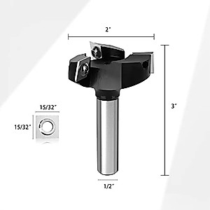 CNC Spoilboard Surfacing Router Bit， 1/2" Shank，3 Wing，2"Cutting Diameter.Adopt Carbide.Professional Woodworking Tools