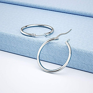 JIAYIQI Sterling Silver Hoop Earrings for Women Lightweight Round Small Sliver Hoop Earrings Hypoallergenic Diameter 25mm