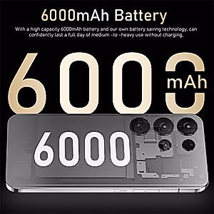 VINGVO Smartphone, Face Recognition US Plug 100V ~ 240V Mobile Phone, Phone 6000mAh Lithium Ion (Blue)