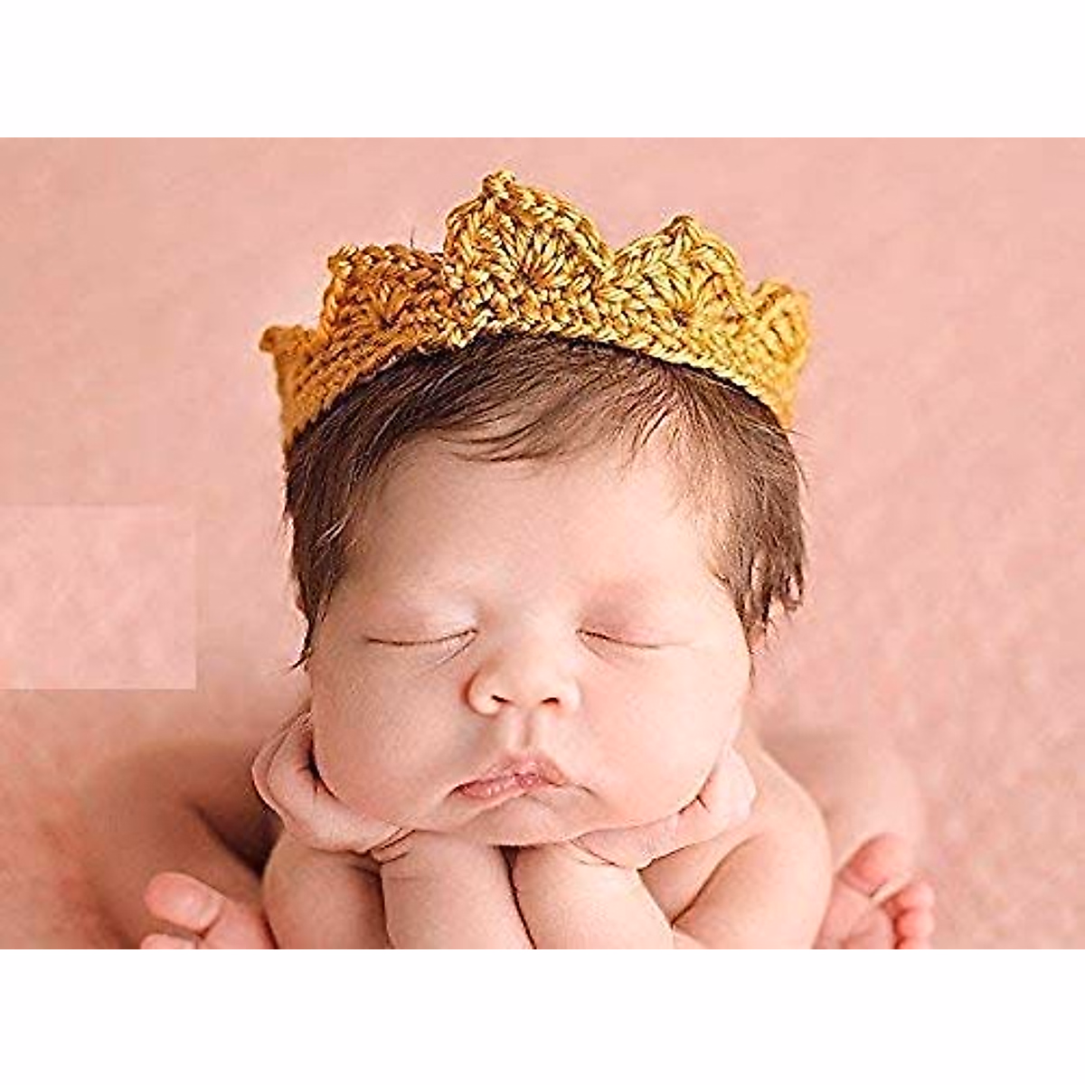 Handmade Newborn Crown, Baby Boy Girl Photo Prop, Gender Neutral Infant Photography Prop, Gold (Newborn, Gold)