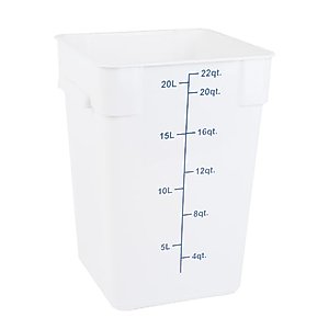 Restaurantware - Met Lux 22 Quart Food Storage Container, 1 White Storage Container - Lids Sold Separately, Blue Volume Markers, Dishwashable Container, Side Handles, For Storing Foods