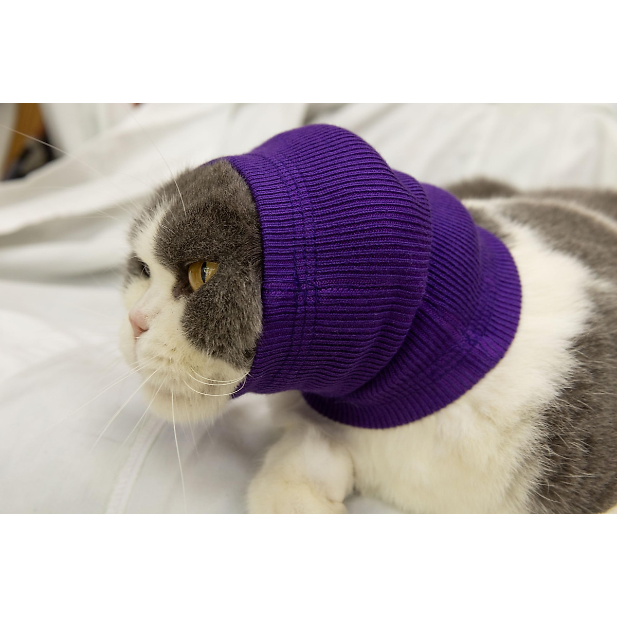 Cat No Flap Ear Wrap DDFS Wrap Snood Pet Noise Cancelling Headphones for Dogs Ear Wrap for Cats Small Purple S