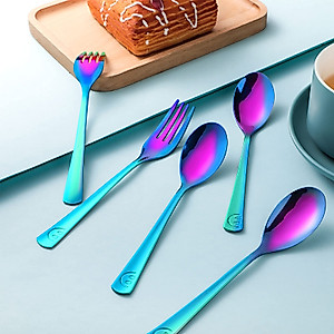 Geiserailie 8 Pieces Stainless Steel Flatware Utensils Set, Spoon and Fork Set, Includes 4 Spoon and 4 Fork with Smile Mirror Polished for Daily Use