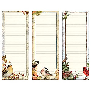 Current Seasonal Birds Magnetic Notepad Set – Set of 12 Mini Memo Pads, 12 Designs, 30-Sheet Pads, 2½ x 6½ Inches, Shopping List, To-Do Notes, Printed in The USA
