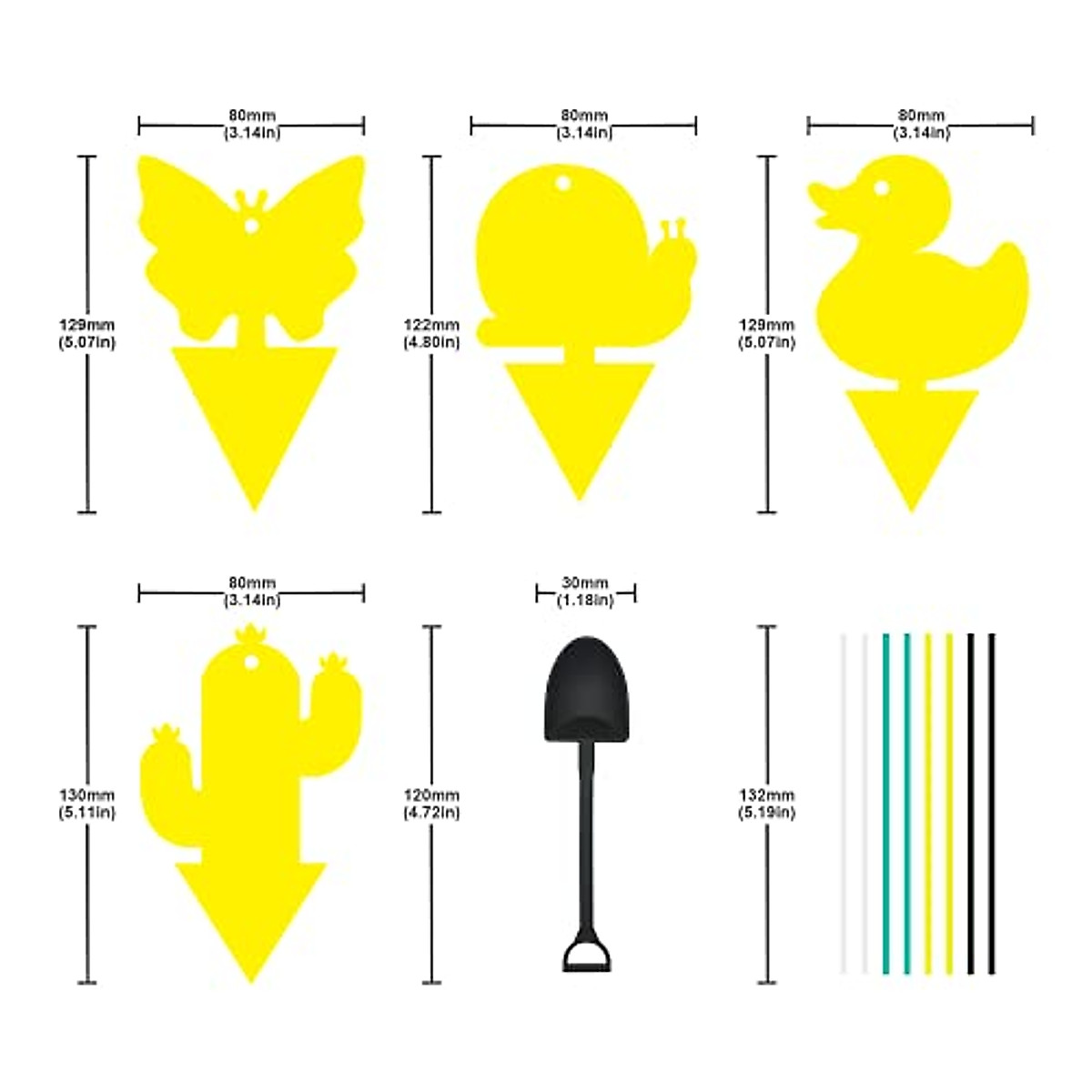 Gideal 12-Pack Dual-Sided Yellow Sticky Traps for Indoor/Outdoor Use, Gnat Trap for Flying Plant Insect Such as Fungus Gnats, Whiteflies, Aphids, Fruit Fly, Leafminers, etc - Cute Shapes