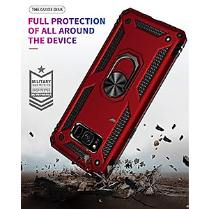 Samsung Galaxy S8 Plus Case with HD Screen Protectors, Androgate Military-Grade Metal Ring Holder Kickstand 15ft Drop Tested Shockproof Cover Case for Samsung Galaxy S8+ (2017) Red