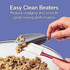 Hamilton Beach 6-Speed Electric Hand Mixer with Whisk, Dough Hooks and Easy Clean Beaters, Snap-On Storage Case, White