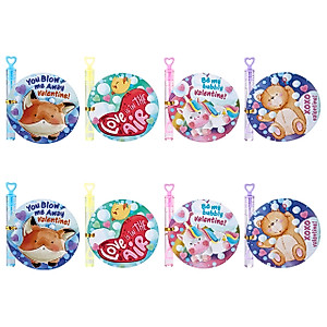 JOYIN 32 Pcs Valentines Day Gift Cards with Mini Bubble Maker Wands for Kids, Valentine Party Favor Toys, Valentine's Day Kids Classroom Exchange Prizes, Bubble Wands with Cards, Photo Prop Decor