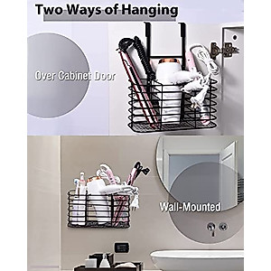 ULG Hair Dryer Holder, Hair Tool Organizer, 6 Adjustable Height, Wall Mounted/Cabinet Door, Bathroom Organizer Under Sink for Hair Dryer, Flat Irons, Curling Wands, Hair Straighteners, 3 Sections
