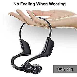 Bone Conduction Headphones Open Ear Wireless Earbuds Bluetooth IPX7 Waterproof Sports Earphones Lightweight Long Battery Life Ear Buds for Running Hiking Driving Workouts Android iOS Red