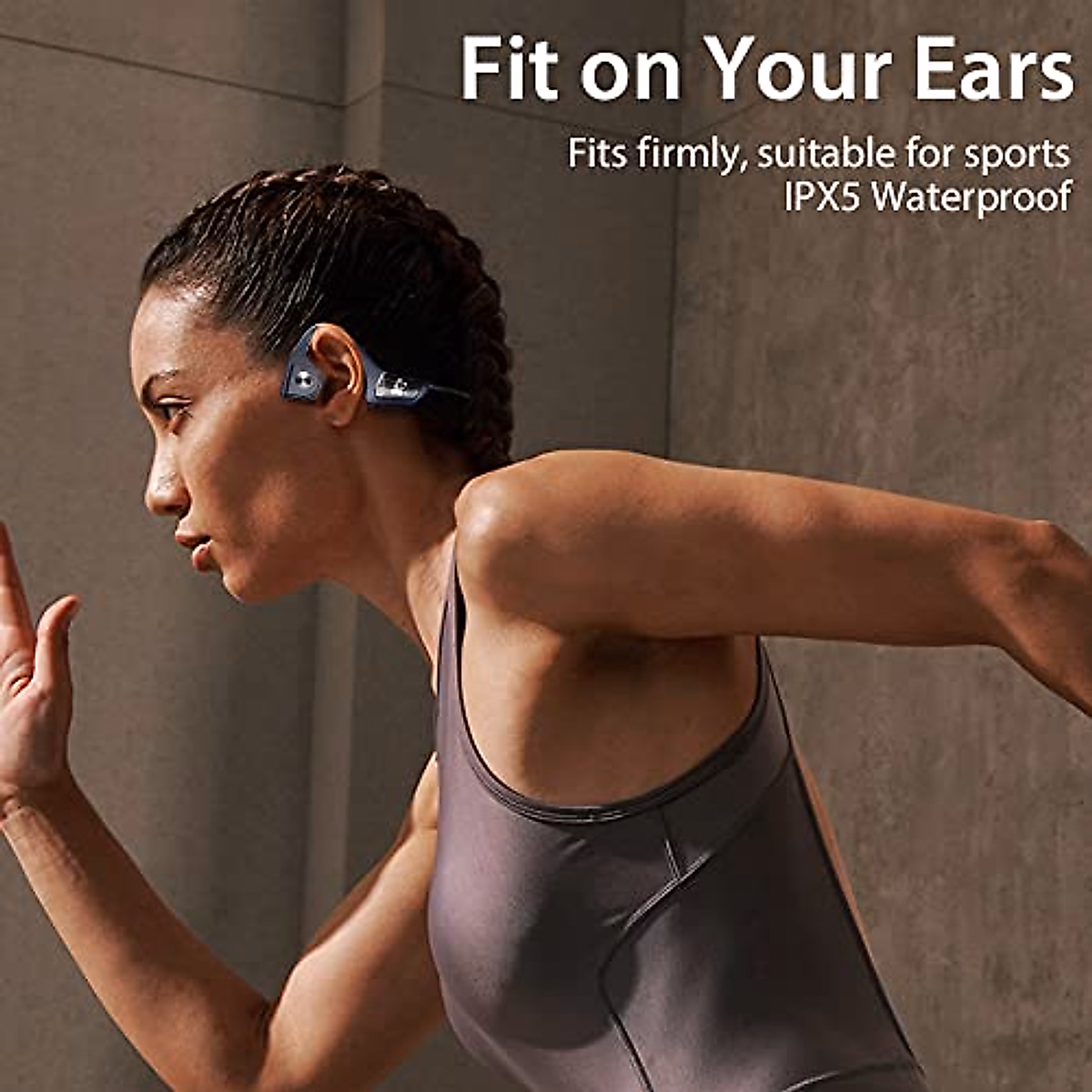 Jassco Bluetooth Bone Conduction Headphones, Wireless Open-Ear Earphones with Built-in Mic, IPX5 Waterproof Sports Headset for Running, Cycling, Driving, Workout, Gym (Blue)