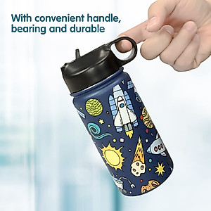 rickyh style Kids Water Bottle with Straw Lid Insulated Stainless Steel Reusable Tumbler Gifts for School, Toddlers, Girls, Boys 14oz
