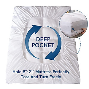 ELEMUSE Cooling Twin XL Mattress Topper for College Dorm, Thick Extra Long Twin Mattress Pad Cover, Plush Breathable Pillowtop with 8-21 Inch Deep Pocket, Overfilled 3D Snow Down Alternative Filling