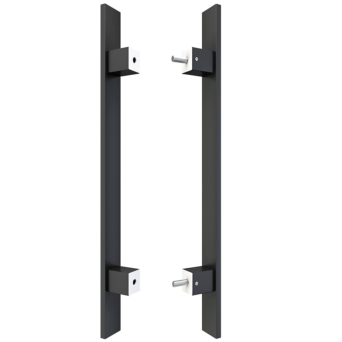 BARNSMITH 36" Barn Door Push Pull Handle,Heavy Duty Grade-304 Stainless Steel Square Commercial Door Handle,Entrance Entry Front Door Handle Office Handle Pull Set for Wood Door Glass Door,Black