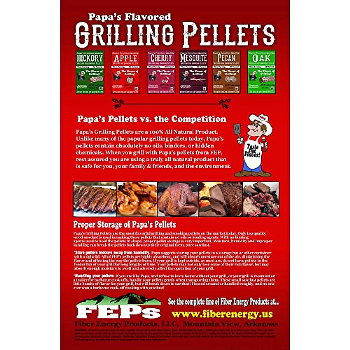 Papa's Premium All Natural Apple Wood Grilling Smoking Pellets Blended with Red and White Oak for Authentic Wood Smoked Flavor