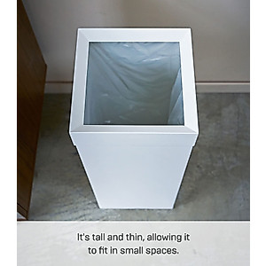 YAMAZAKI home 4488 Tall Trash Can-Modern Garbage Waste Basket with Handle, One Size, White