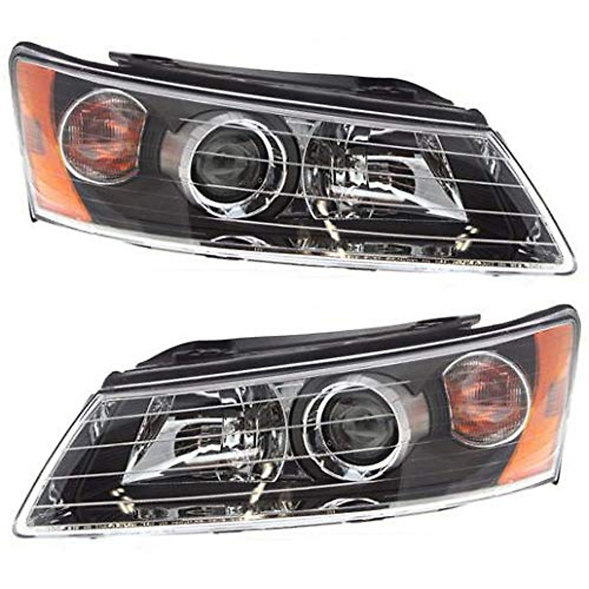 Evan Fischer Driver and Passenger Side Headlight Set of 2 Compatible with 2006-2008 Hyundai Sonata - HY2502135, HY2503135