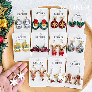 Keoker Christmas Clay Cutters, Christmas Polymer Clay Cutters for Earrings Making, 10 Shapes Christmas Clay Earrings Cutters, Reindeer Clay Cutters (Earrings Clay Cutters 1)