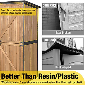 Aivituvin Outdoor Storage Shed Upgraded with Strong Metal Frame Garden Tool Shed Storage House Cabinet with Adjustable Shelfs and Wooden Floor 4.6 x 2.42FT (Brown)